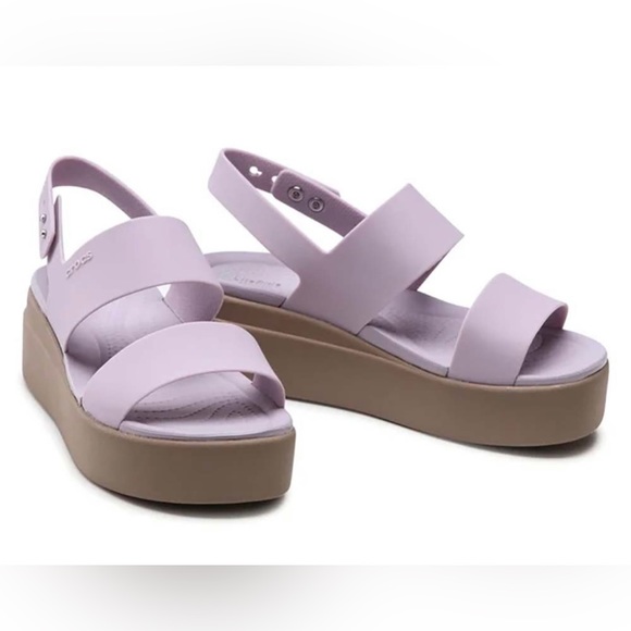 CROCS | Shoes | Crocs Brooklyn Low Wedge Womens Sandals Lavendar | Poshmark